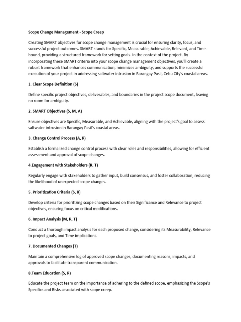 Scope Change Management | PDF | Risk Management | Goal
