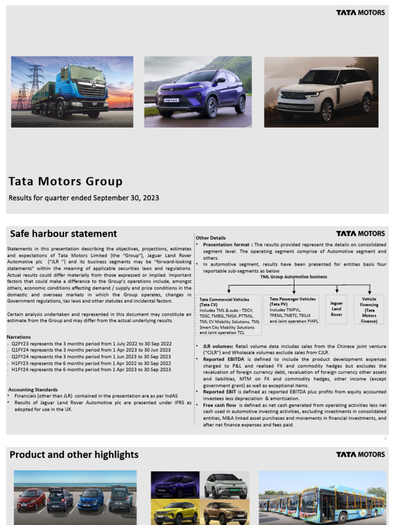 Tata Motors Q2 FY24 Financial Results | PDF | Free Cash Flow ...