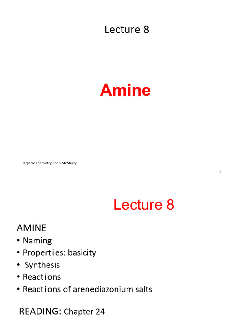 Lecture 8 Amine-Updated | PDF | Amine | Chemical Reactions
