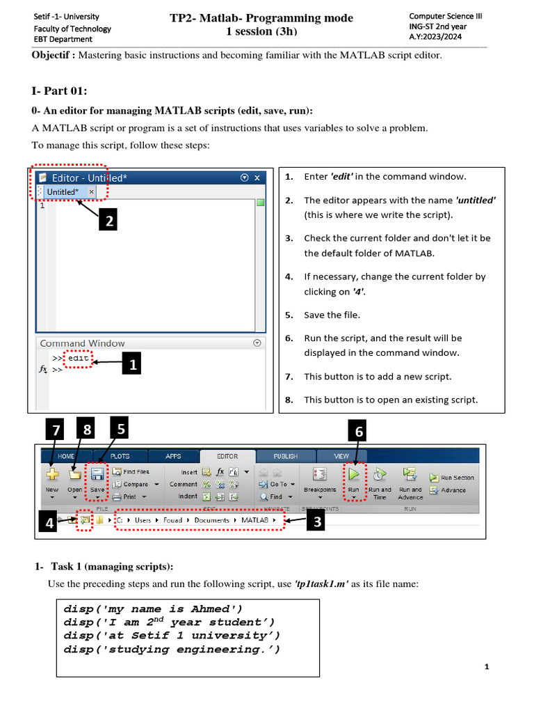 Tp2-Matlab Programming Mode | PDF | Pound (Mass) | Matlab