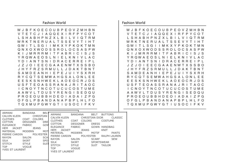 WORD SEARCH - Fashion World | PDF