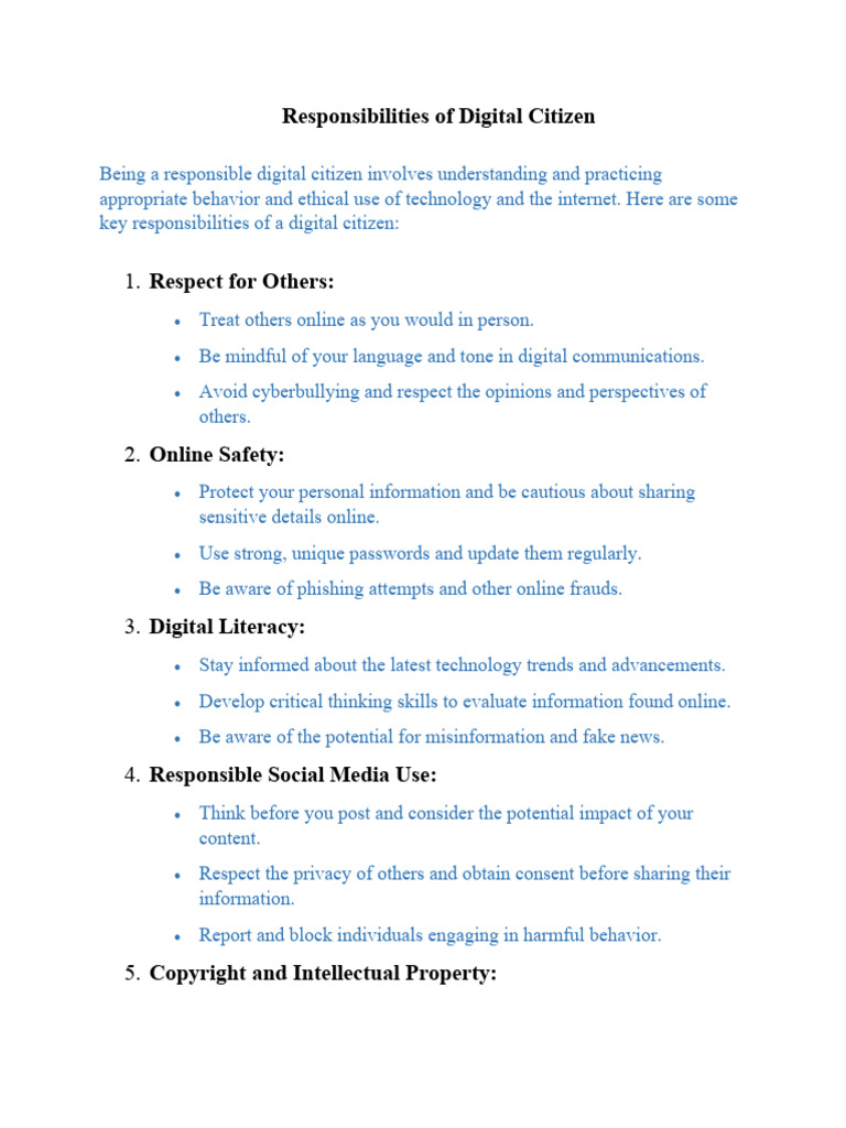 Responsibilities of Digital Citizen - Docx King Curry | PDF | Computer ...