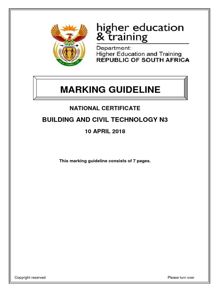 Marking Guideline: Building and Civil Technology N3 | PDF | Road ...