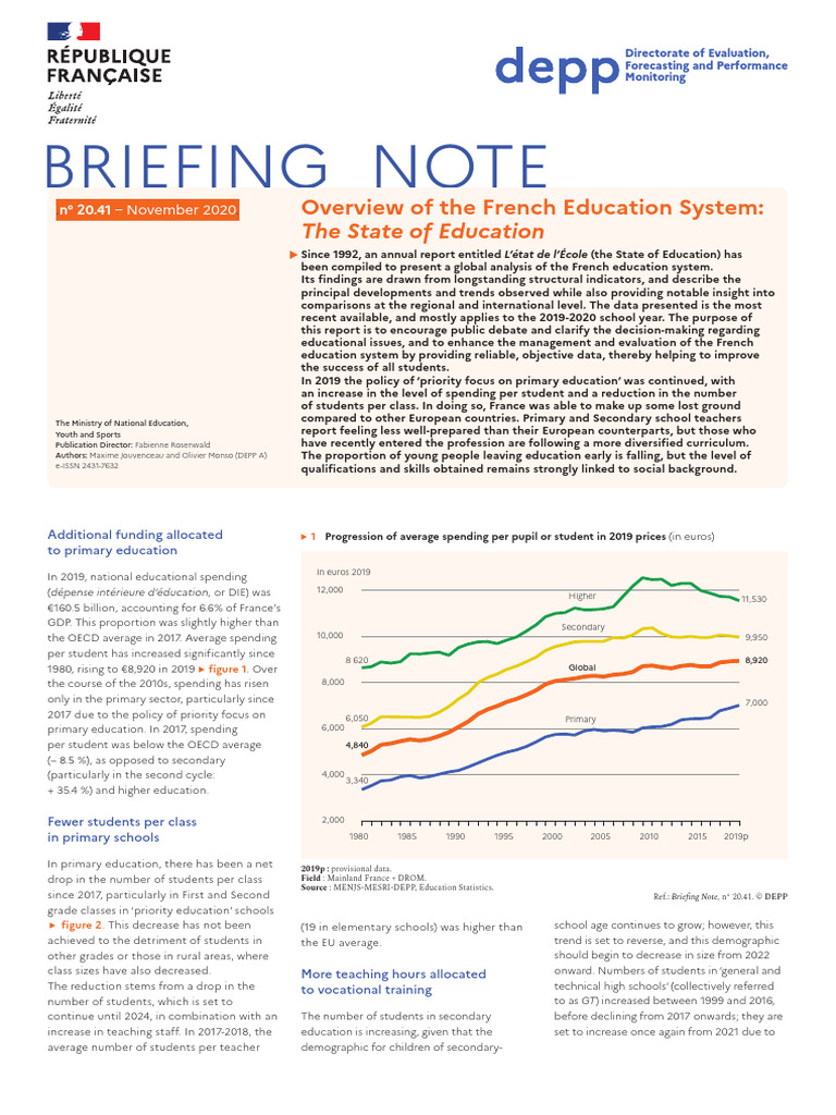 Overview of The French Education System The State of Education 96721 ...