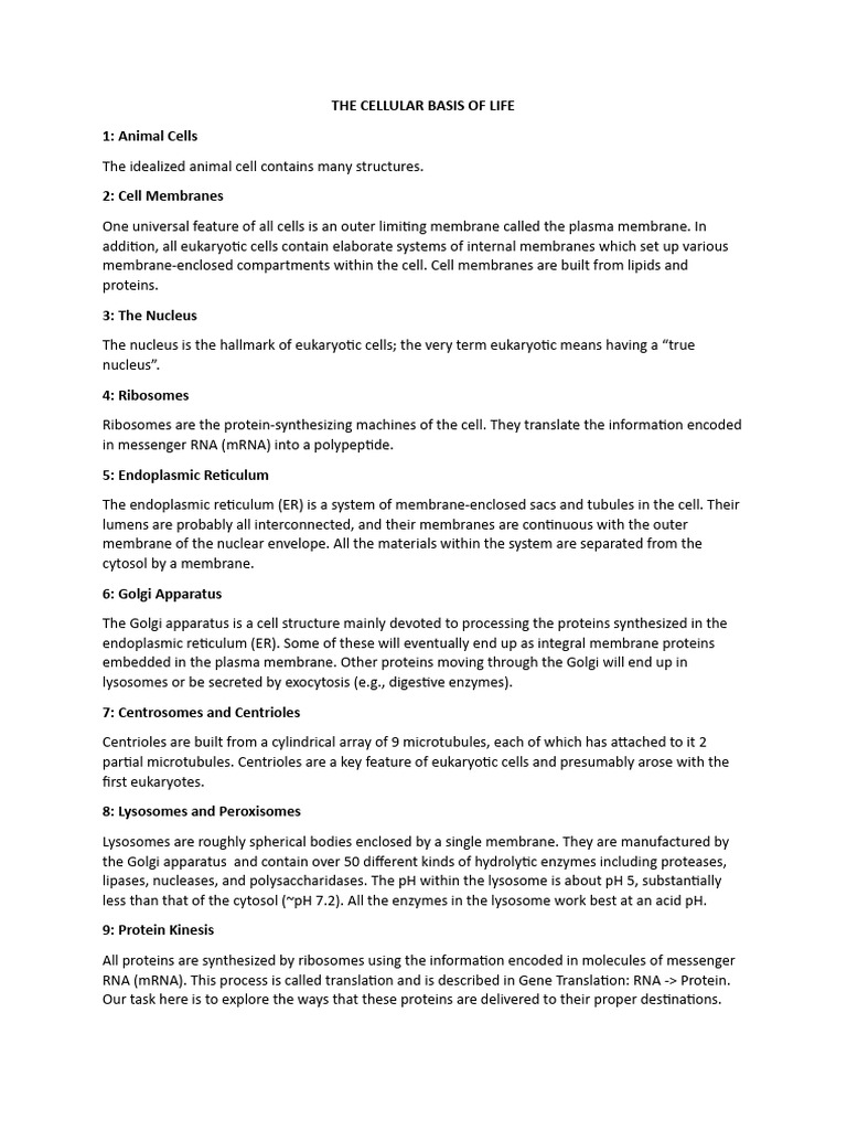 The Cellular Basis of Life | Download Free PDF | Cell (Biology ...