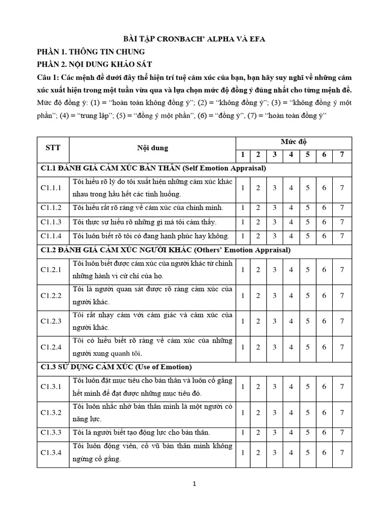 Bai Tap Cronbach Alpha - EFA | PDF