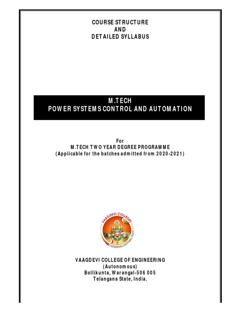 M.Tech EEE POWER SYSTEM CONTROL AND AUTOMATION 1 | PDF | Power Electronics | Microcontroller