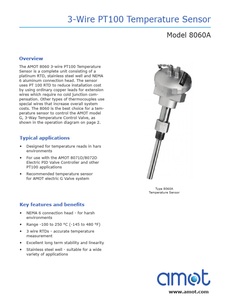 Datasheet 8060A Temp Sensor 0613 Rev1 | PDF | Thermocouple | Electrical Engineering