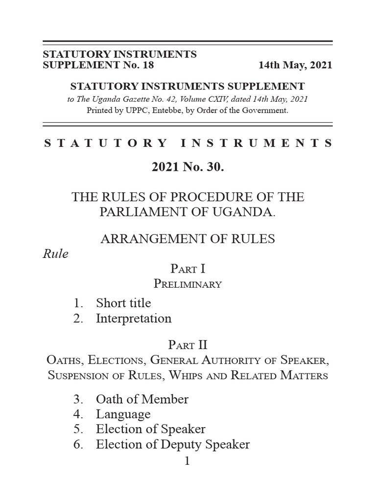 Rules of Procedure of The 11th Parliament | PDF | Oath Of Office ...