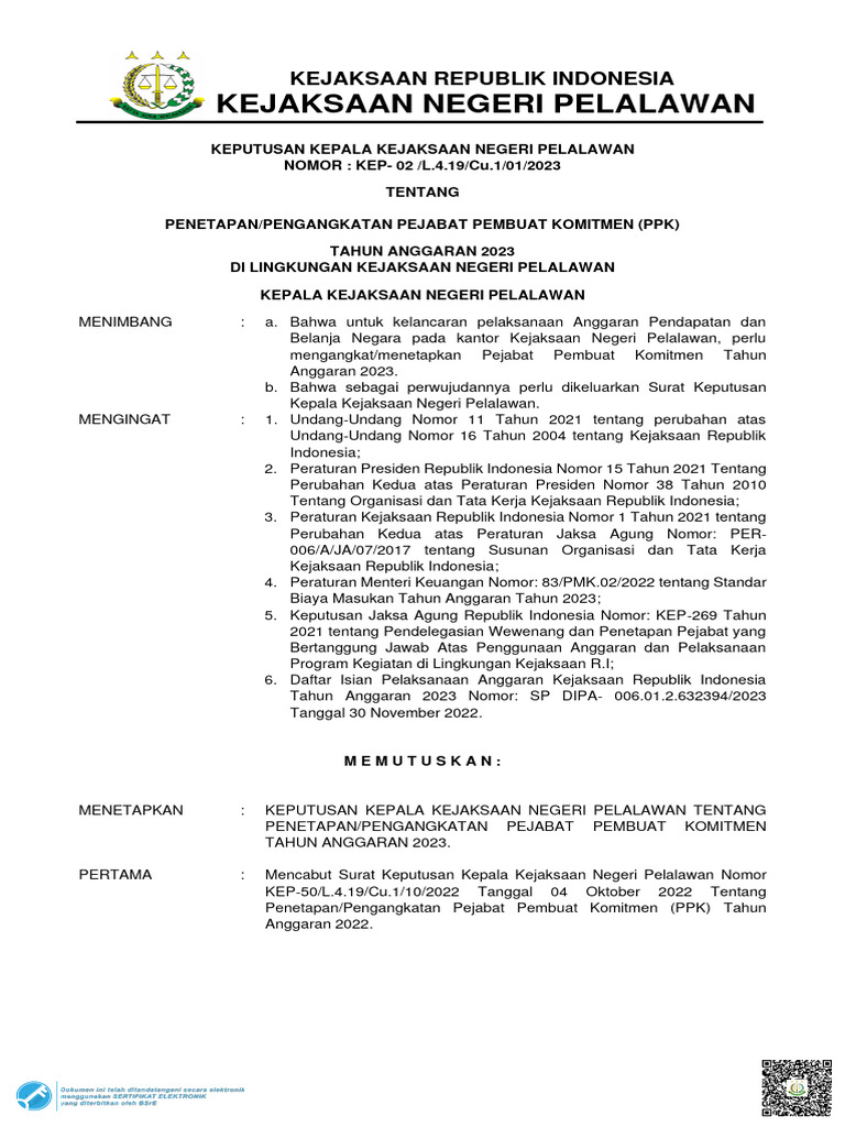 SK Kejaksaan PPK | PDF