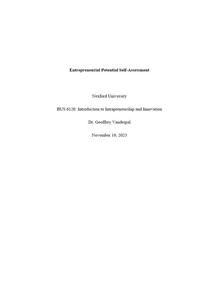 BUS 6120 Module 1 Assignment | PDF | Entrepreneurship | Mindset