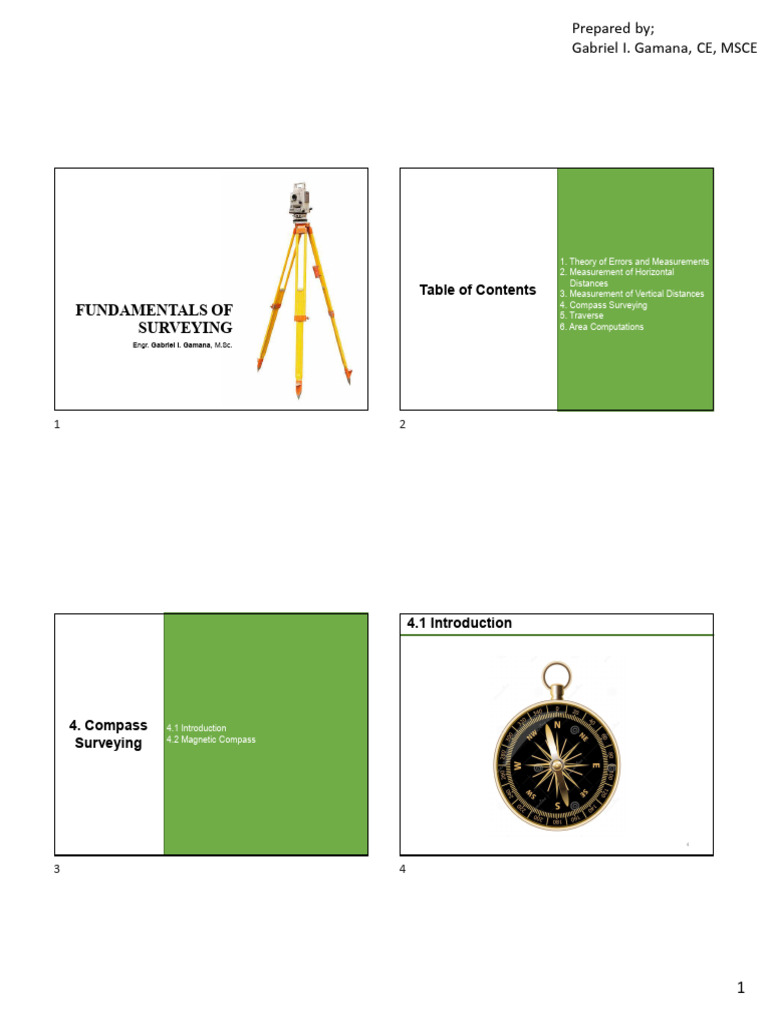 Fundamentals of Surveying - Chapter 4 | PDF | Compass | Angle