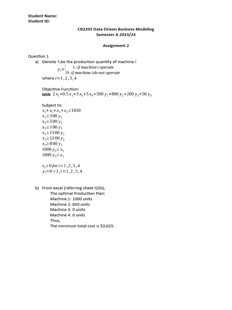 CB2203 2023-24 Sem A Assignment 2 | PDF | Profit (Economics) | Economics
