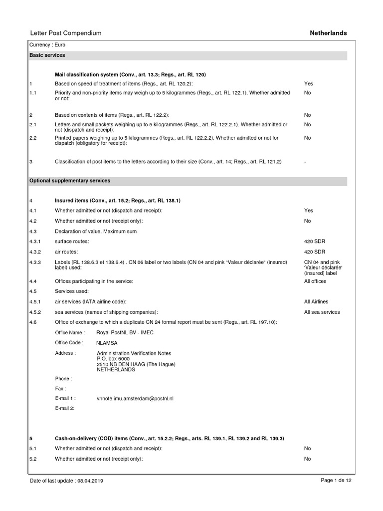 Letter Compendium NL NLA EN | Download Free PDF | Mail | Postage Stamp