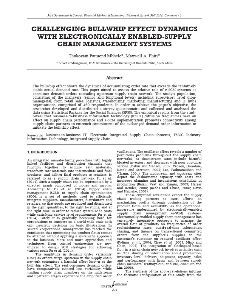 E-SCM's Role in Mitigating Bullwhip | PDF | Supply Chain Management ...