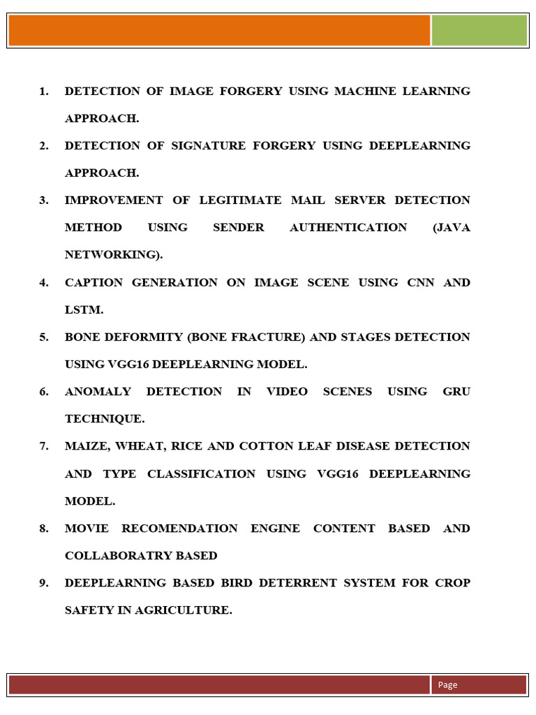 2023-2024 Major Project List | PDF | Deep Learning | Machine Learning
