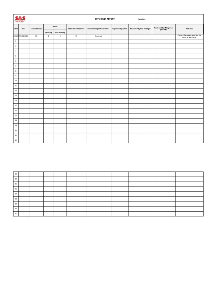 Daily CCTV Report | PDF