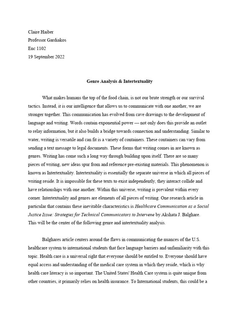 Genre Analysis Intertextuality Revised | PDF | Rhetoric | Academic Publishing