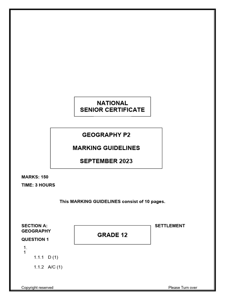 MP Geo p2 Marking Guidelines 2023 | PDF | Loans | Maize