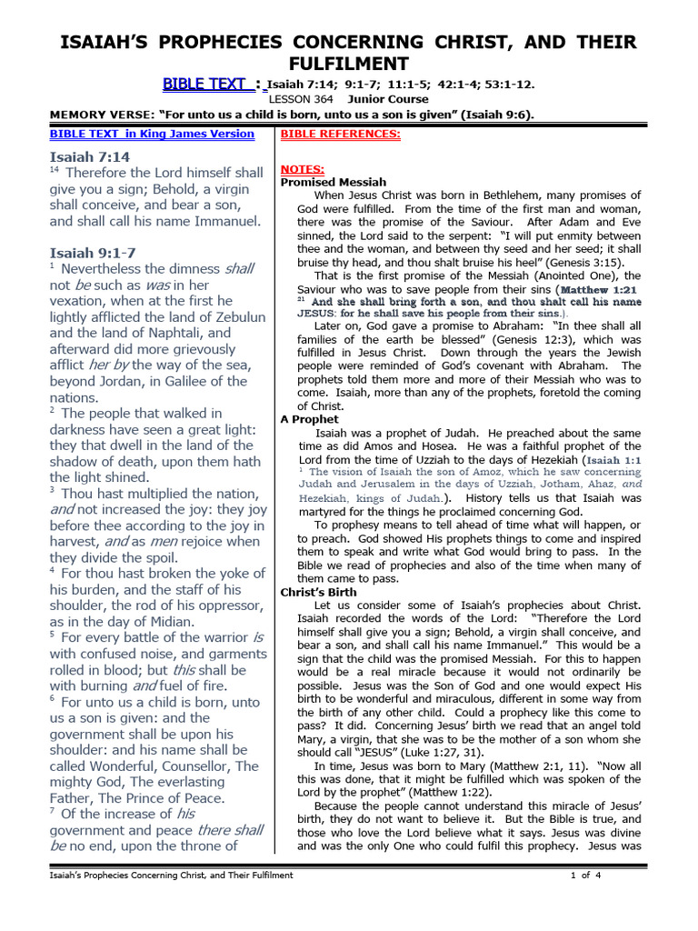 28 - 364J Isaiah's Prophecies Concerning Christ, and Their Fulfilment ...