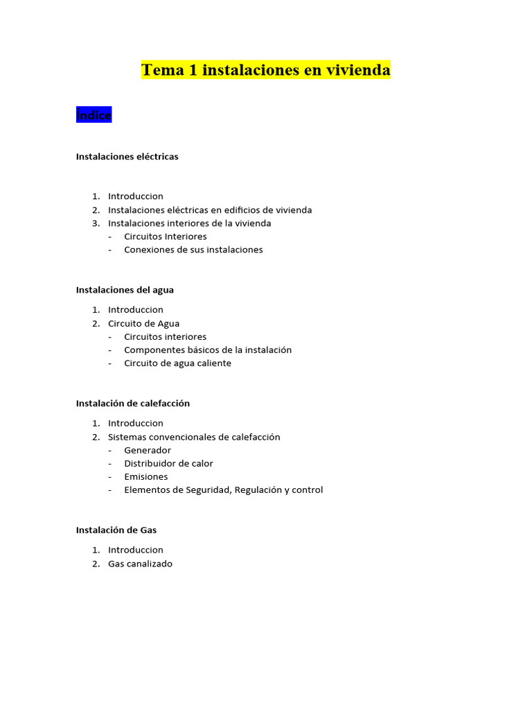 Tema 1 instalaciones en vivienda | PDF | Combustibles | Ingeniería de Edificación