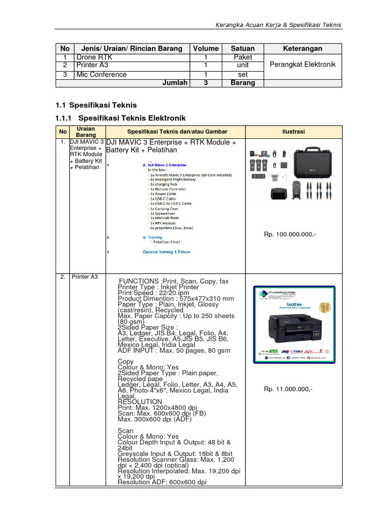Kak Dan Spesifikasi Teknis Pengadaan Sarana Kantor | PDF | Fax | Printer (Computing)