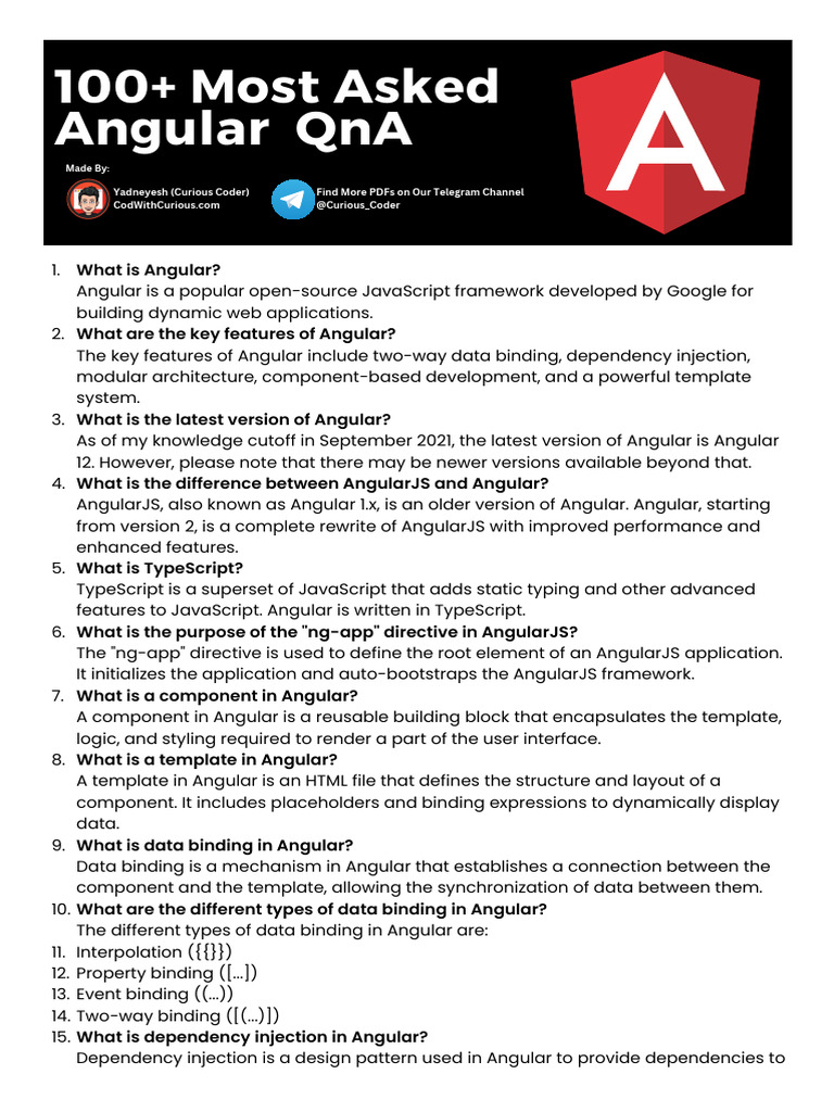 100 Most Asked Angular Qna | PDF | Angular Js | Document Object Model