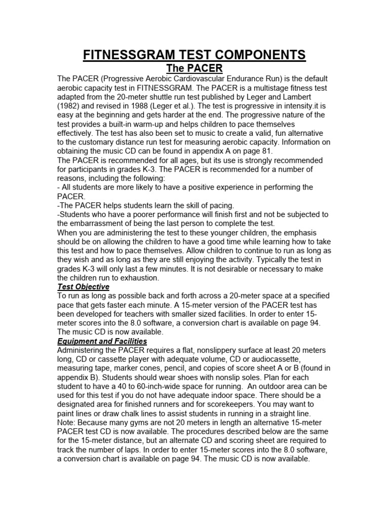 Cardio - Pacer Instruction | PDF