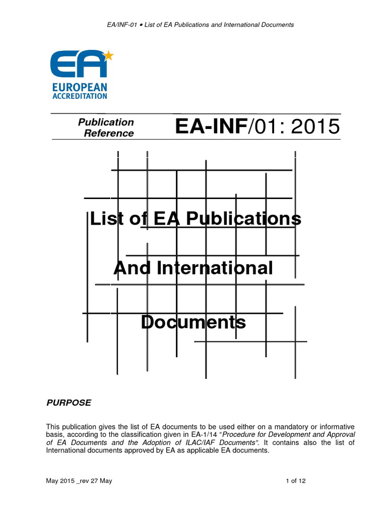 List of EA Publications and International Documents | PDF | Regulation
