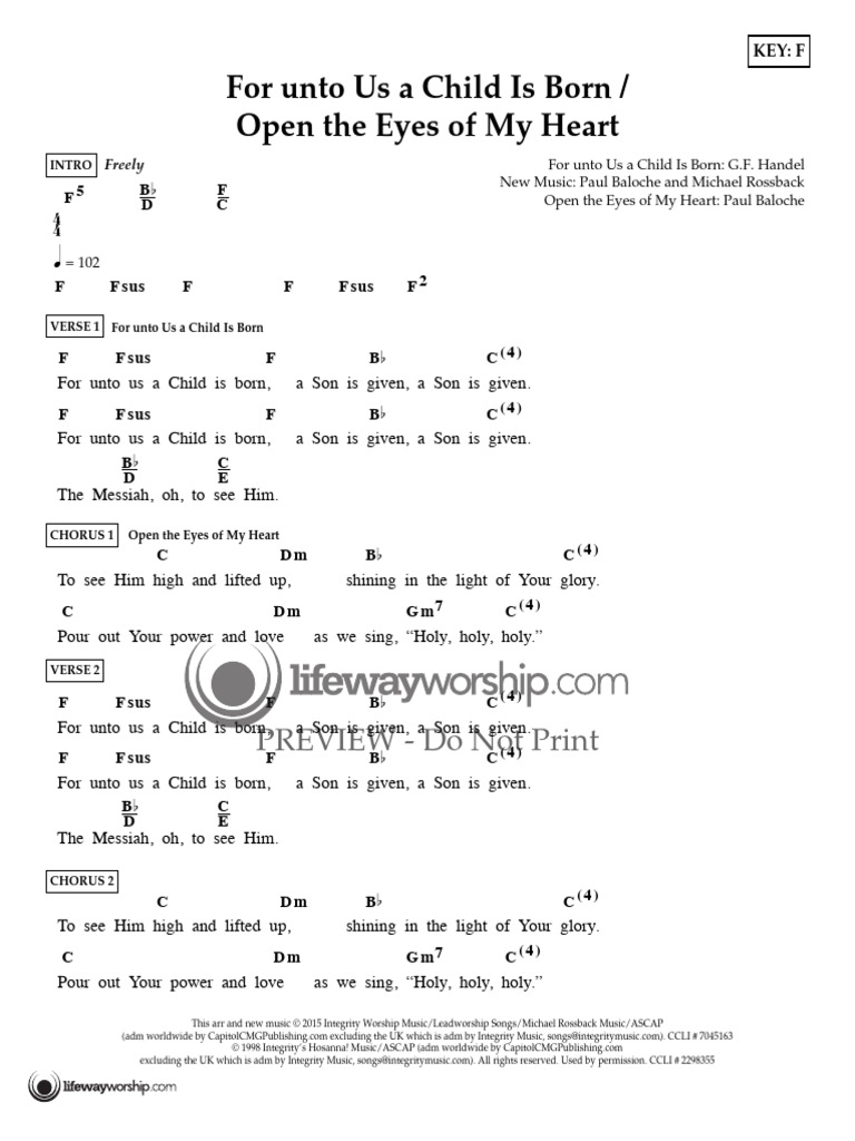 For Unto Us a Child Is Born Chords | PDF | Song Structure | Performing Arts