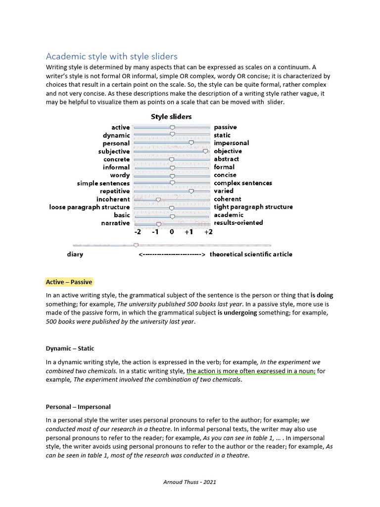 Academic Style With Style Sliders | PDF | Emotions | Sentence (Linguistics)