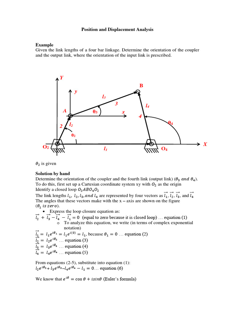 Four Bar Linkage Analysis Techniques | PDF | Cartesian Coordinate ...