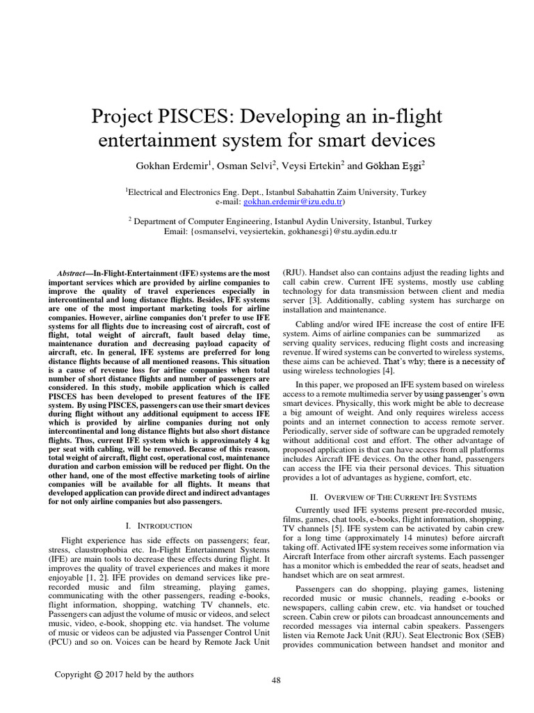 Project PISCES: Developing An In-Flight Entertainment System For Smart Devices | PDF ...