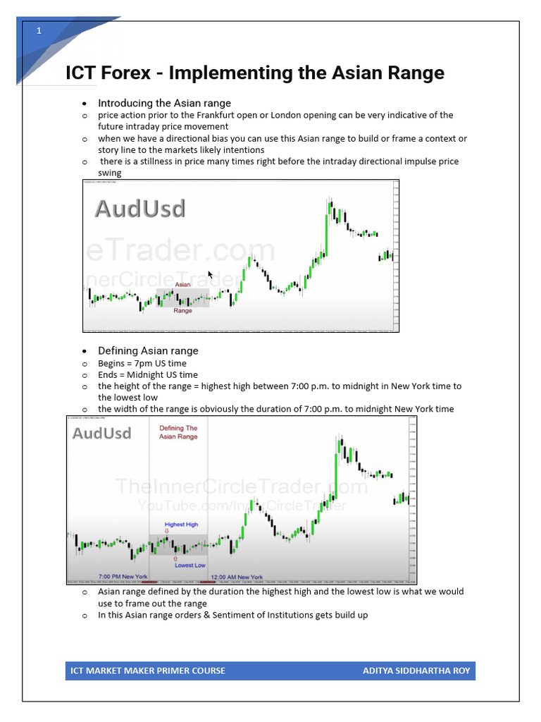 ICT Forex - Implementing The Asian Range | PDF | Market Trend | Market Liquidity