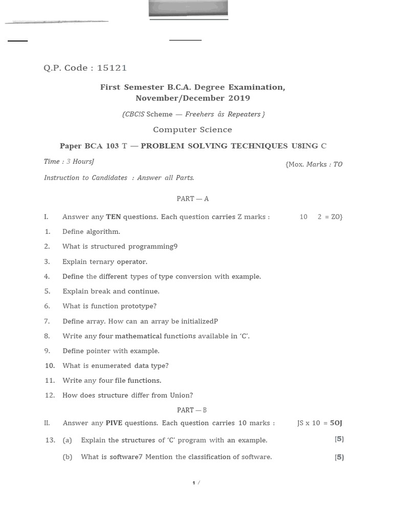 Problem Solving Techniques Using C Pdf Programming Computer Program