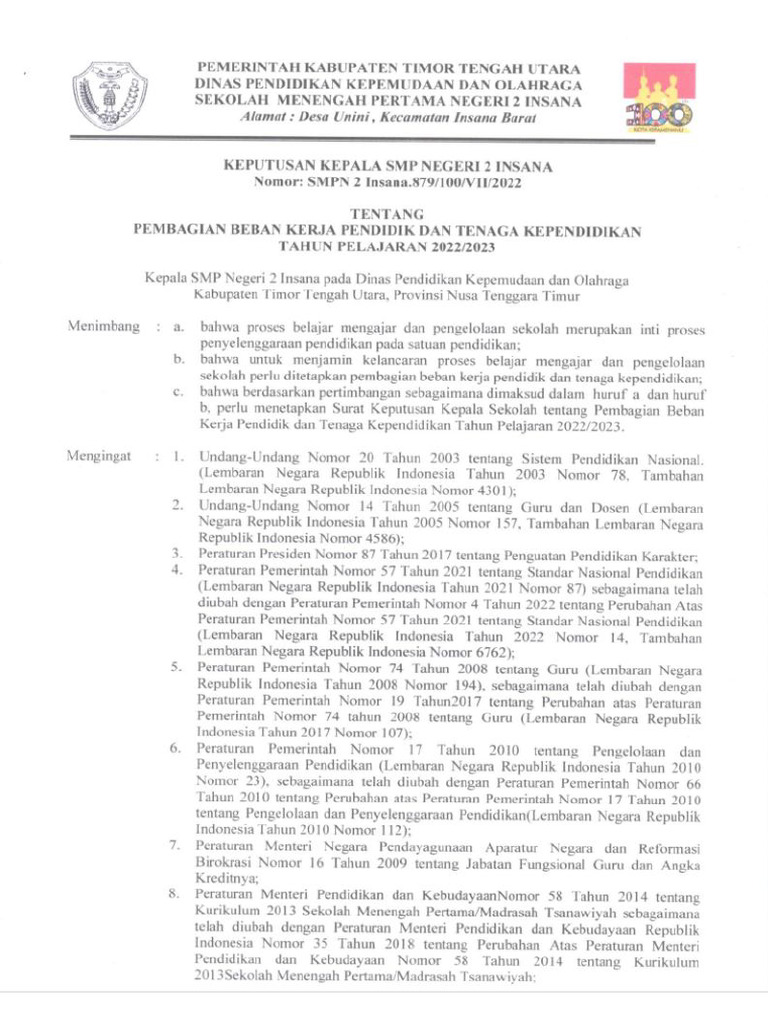 SK Pembagian Tugas 2023 - 11zon | PDF