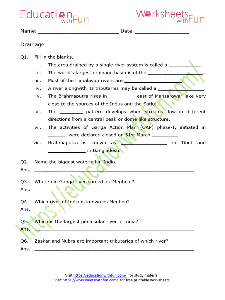 Drainage Worksheet 1 | PDF