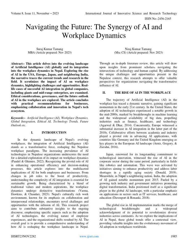 Navigating the Future: The Synergy of AI and Workplace Dynamics | PDF ... Navigating the Future: The Synergy of AI and Workplace Dynamics | PDF ...