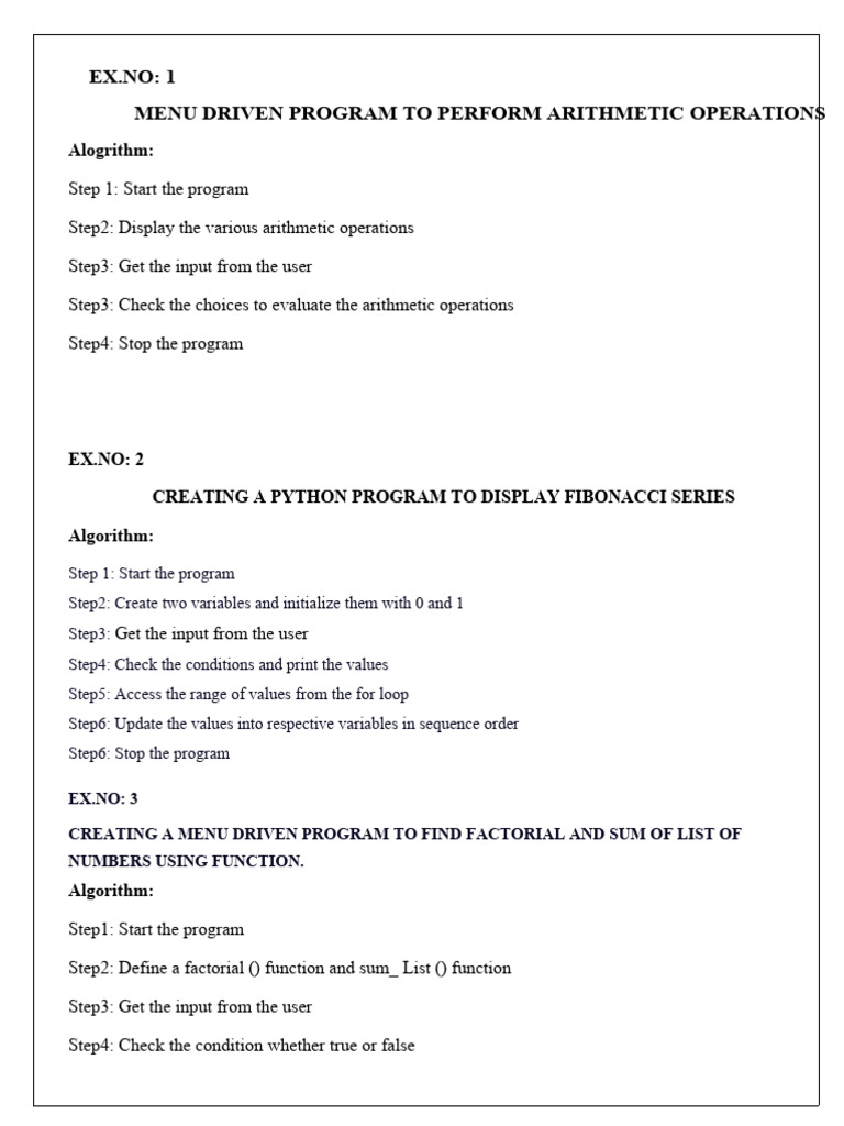 Class Xii Practical Program Algorithm Pdf Programming Computer Program 1823