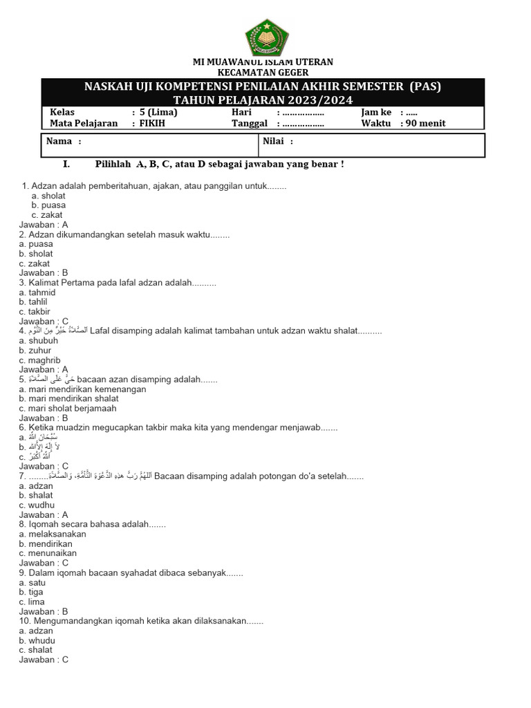 Soal Pas FKH 2023 | PDF