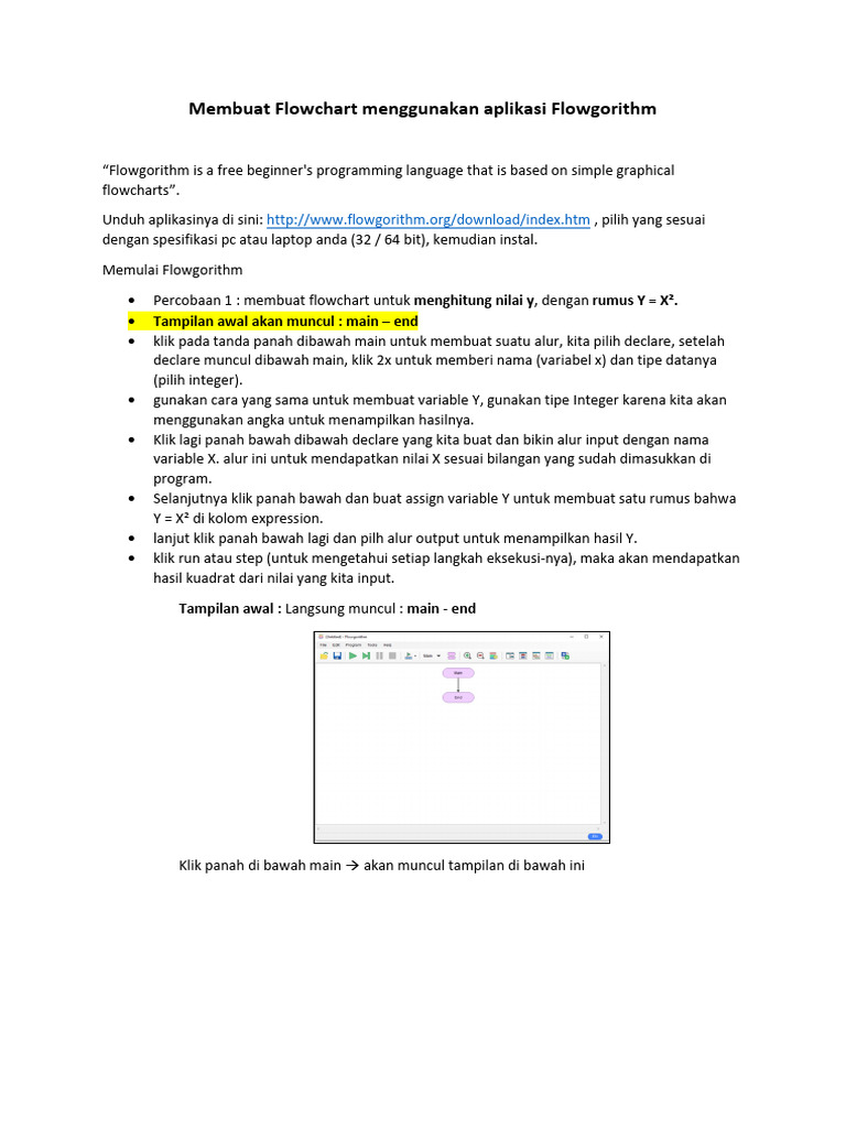 Memulai Flowgorithm | PDF | Komputer