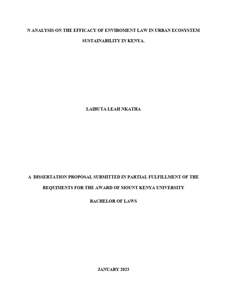Dissertation Proposal Leah Laibuta New | PDF | Sustainability | Environmental Law