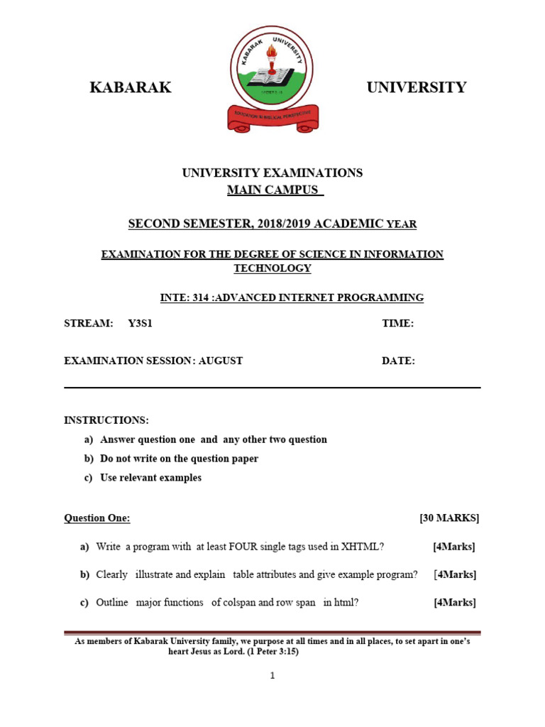 Inte 314 Advanced Internet Programming | PDF | World Wide Web | Internet & Web