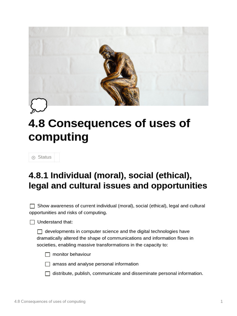 4.8 Consequences of uses of computing | PDF | Computing | Information