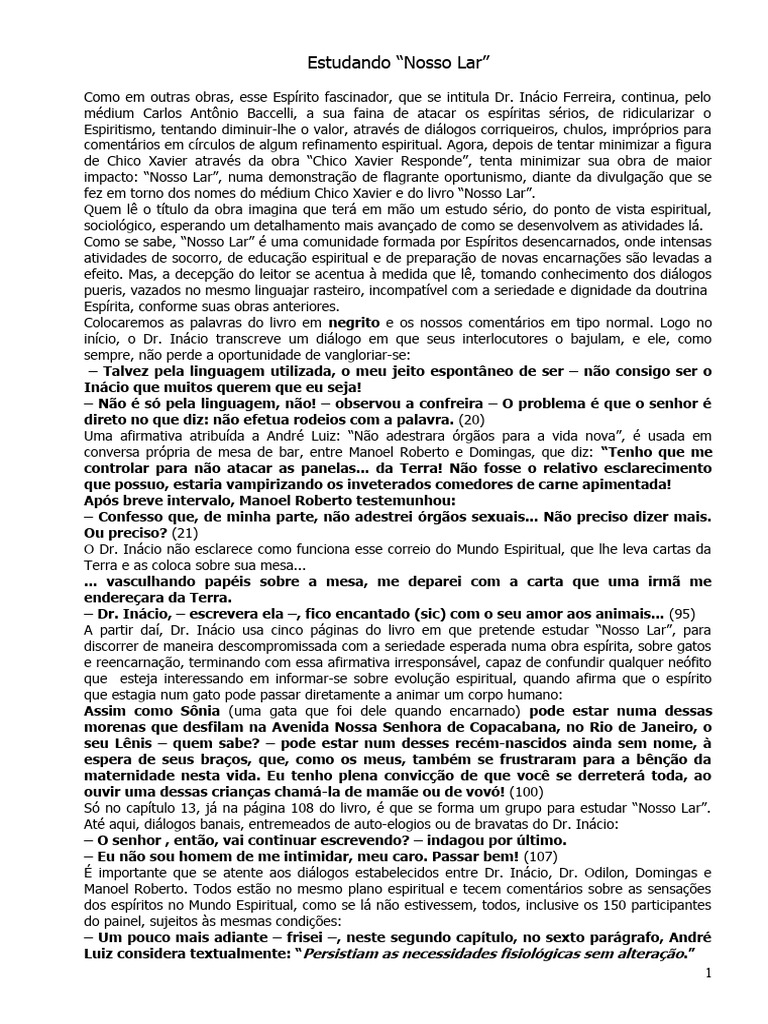 Estudando Nosso Lar | PDF | Espiritismo | Espiritualismo