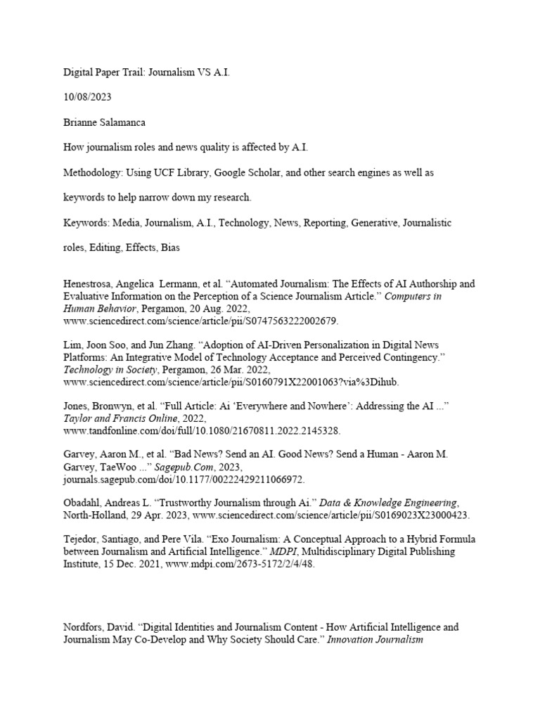 Digital Paper Trail Journalism Vs A | PDF | Artificial Intelligence ...