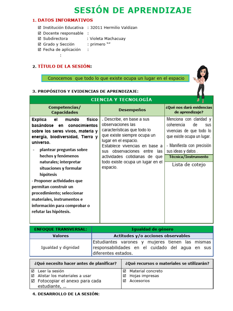 Sesión de Aprendizaje de La Materia | PDF | Aprendizaje | Evidencia