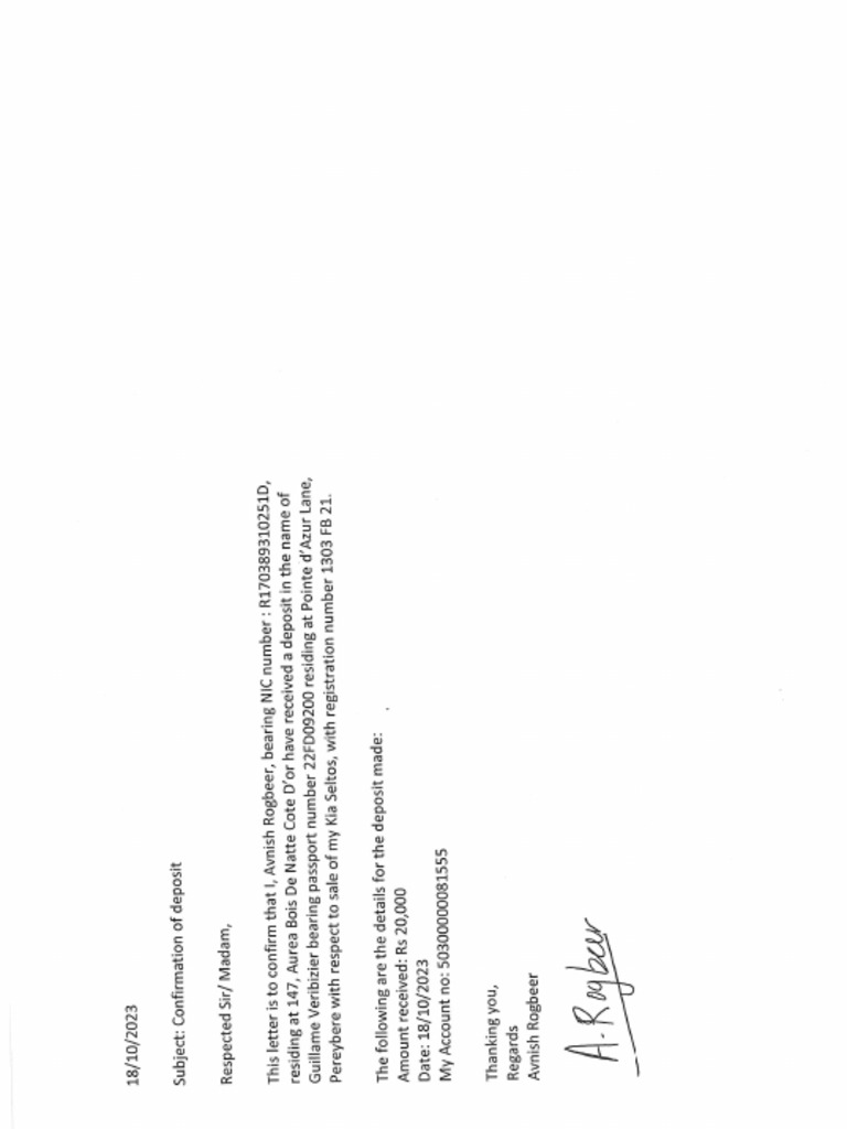 Letter of deposit | PDF