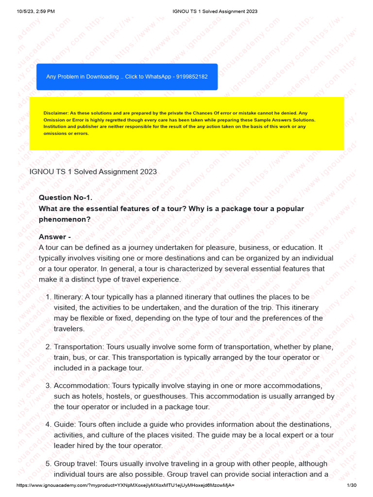 IGNOU TS 1 Solved Assignment 2023 | PDF