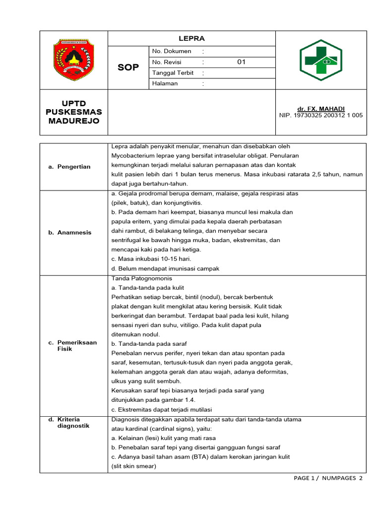 Sop PPK Lepra | PDF